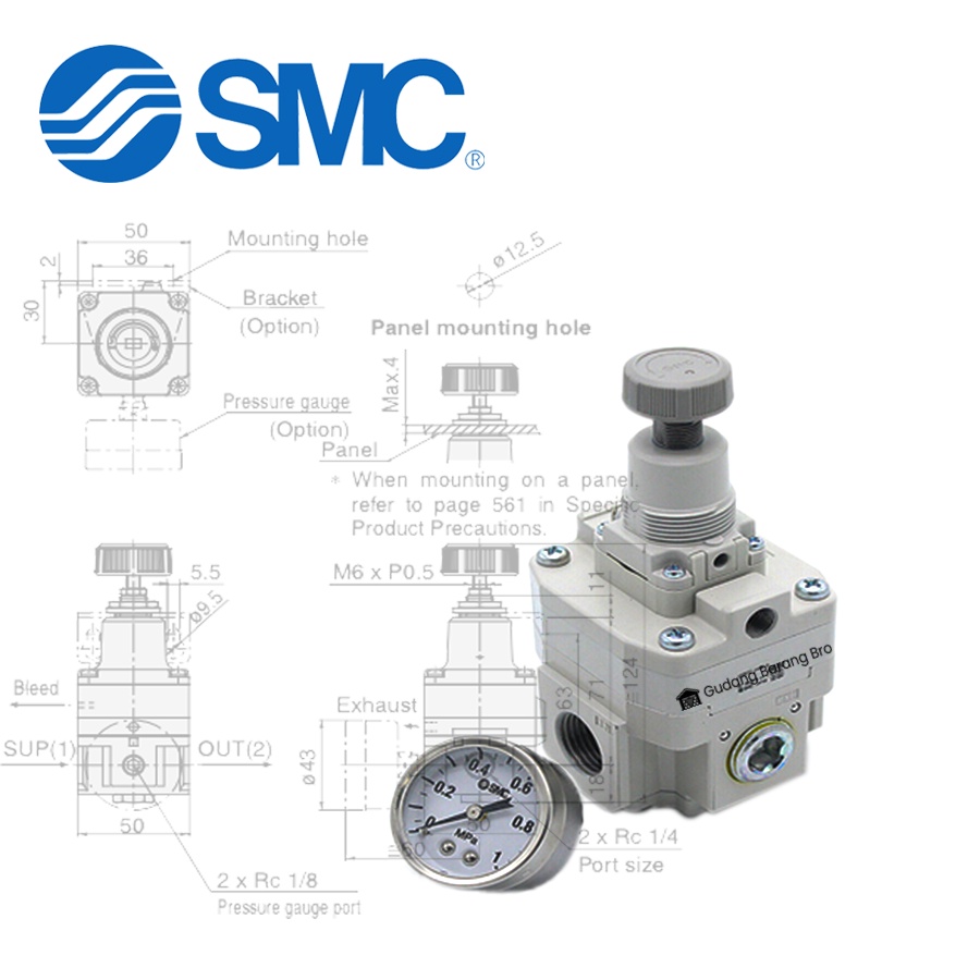 Jual Precision regulator SMC IR2020-02BG (Bracket Gauge) | Shopee Indonesia
