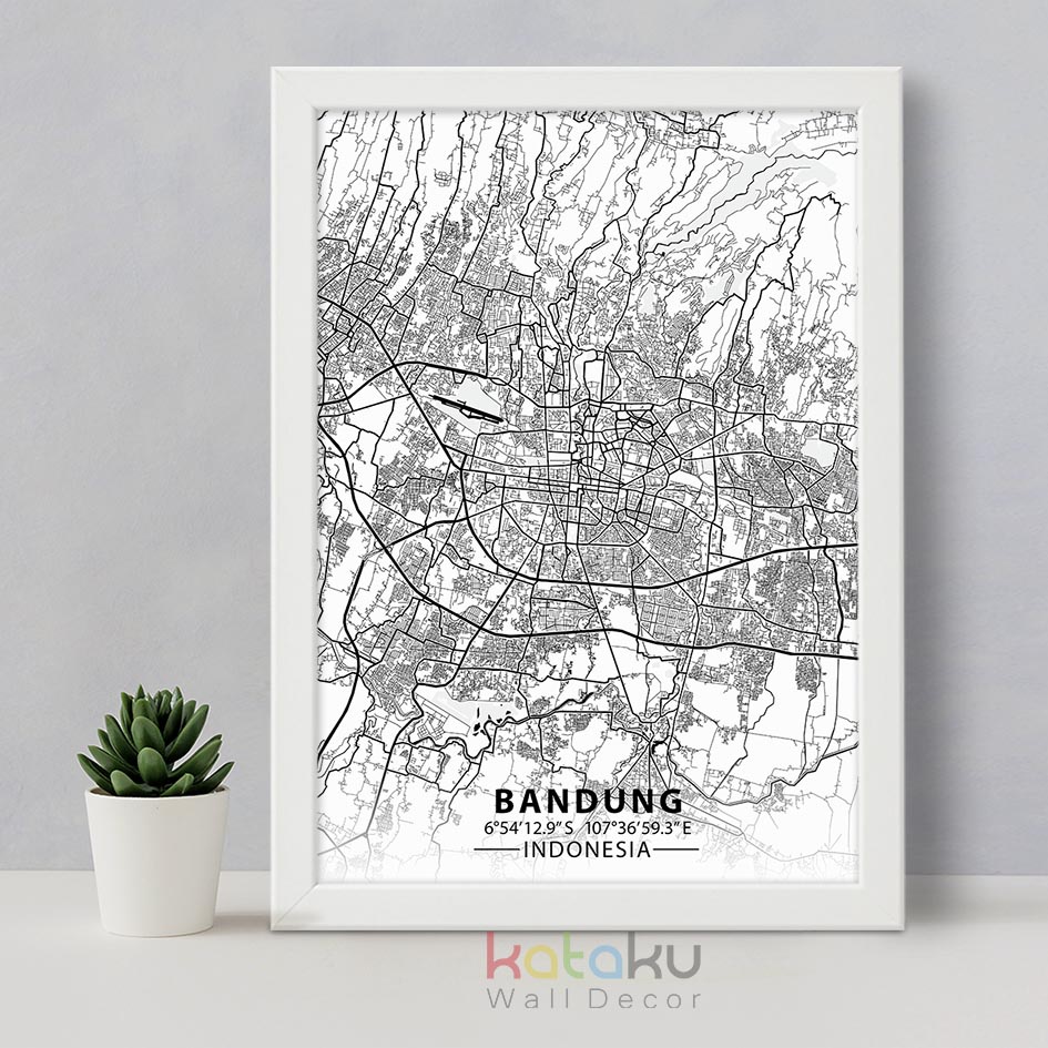 Jual Bandung City Map Art Hiasan Dinding Poster Peta Bandung Wall Decor ...