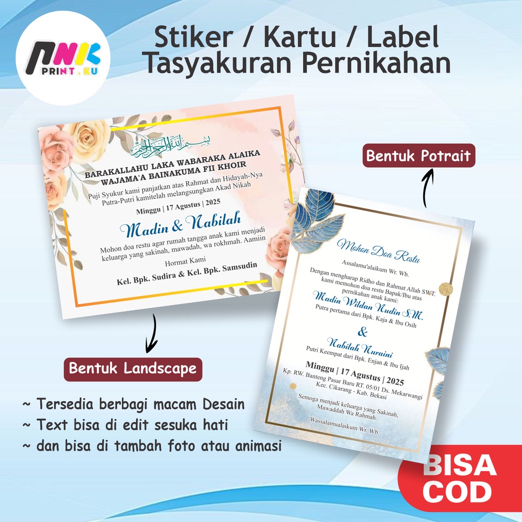 Jual Stiker ucapan syukur / Kartu / Tasyakuran pernikahan / mohon doa restu pernikahan, wedding ...
