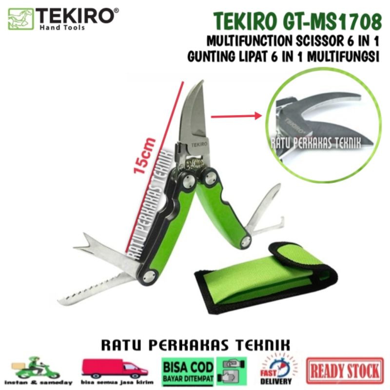 Jual Tekiro Gunting Lipat Multifungsi 6 in 1 Original Gunting Dahan ...