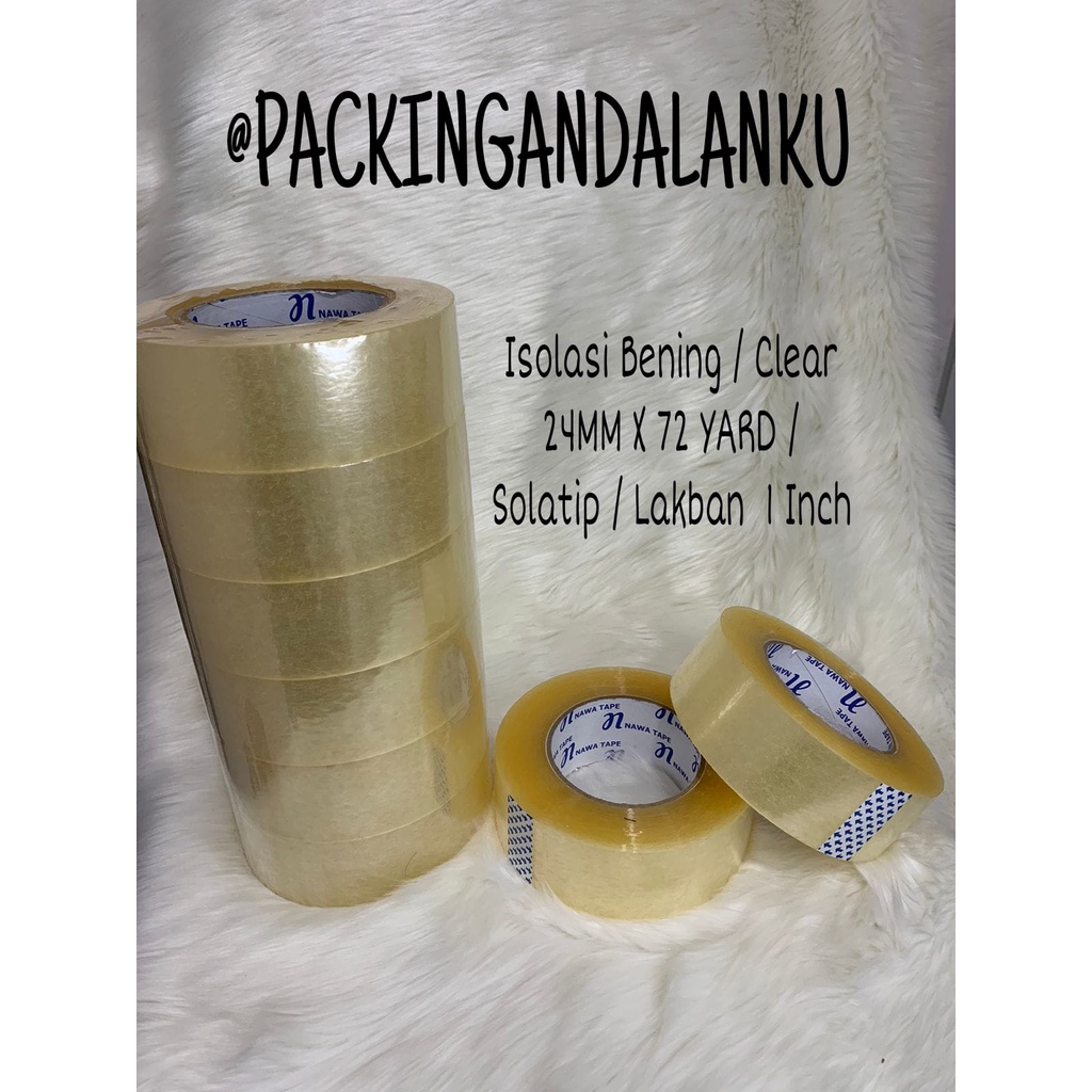 Jual lsolasi / Selotip Bening 24MM x 72 Yard / Solatip / Lakban 1 Inch ...