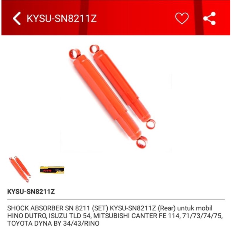 Jual shock absorber belakang kayaba kyb ultra hino dutro, isuzu TLD 54 ...