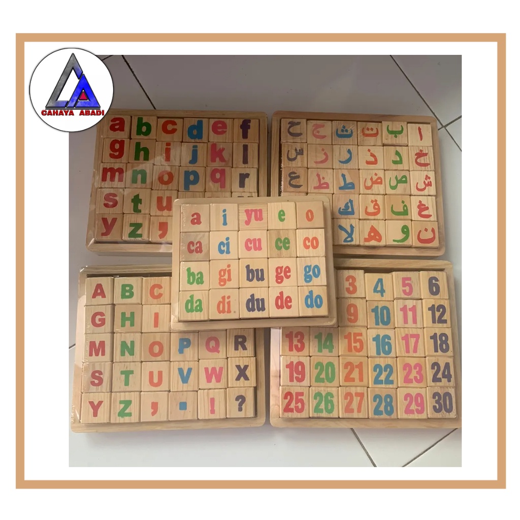 Jual Mainan Edukasi Balok Huruf Angka Hijaiyah Kotak Natural Mainan ...