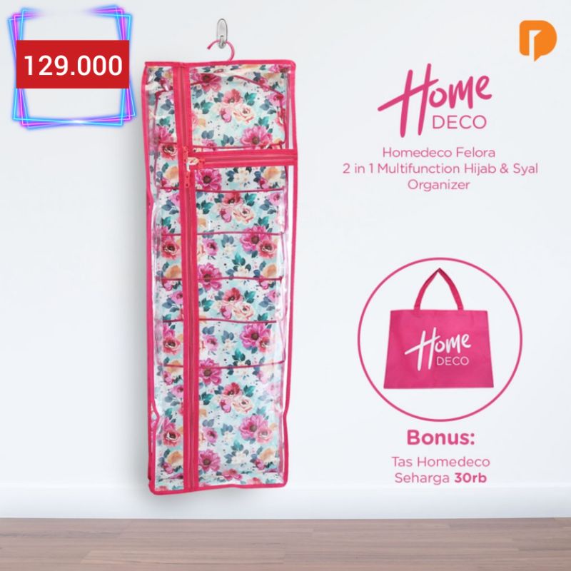 Jual Tempat Penyimpanan Hijab / Syal Minimalis Motif Bunga - Homedeco ...