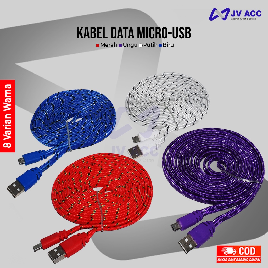 Jual KABEL DATA CHARGER MICRO USB 3 METER WARNA WARNI UNIVERSAL ...