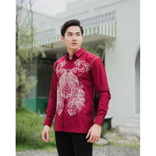 Jual Kemeja Bordir Pria NUC.ID Gandabayu 03 (Merah-Maroon) | Shopee ...