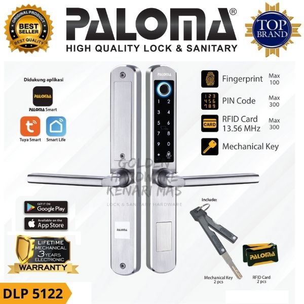 Jual PALOMA DLP 5122 DIGITAL LOCK SMART SLIM DOOR FRAME ALUMINIUM WIFI ...