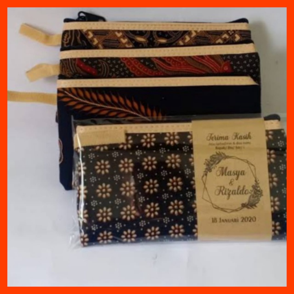 Jual Souvenir pernikahan dompet batik 19x11 cm / dompet FREE Kemas dan Kartu Ucapan (paket 60 ...