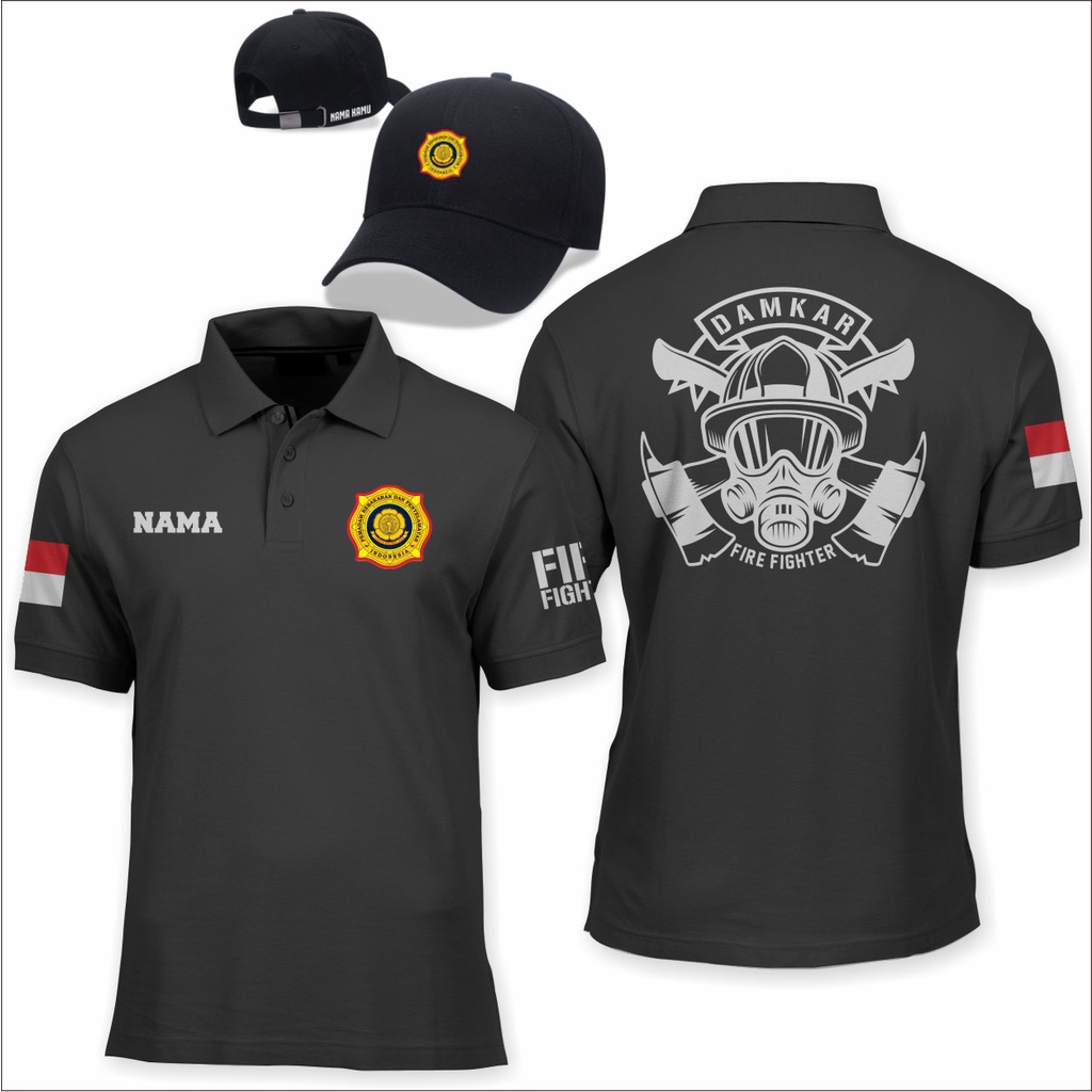 Jual KAOS POLO DAMKAR GRATIS NAMA DAN MASKER - BAJU KERAH PEMADAM ...