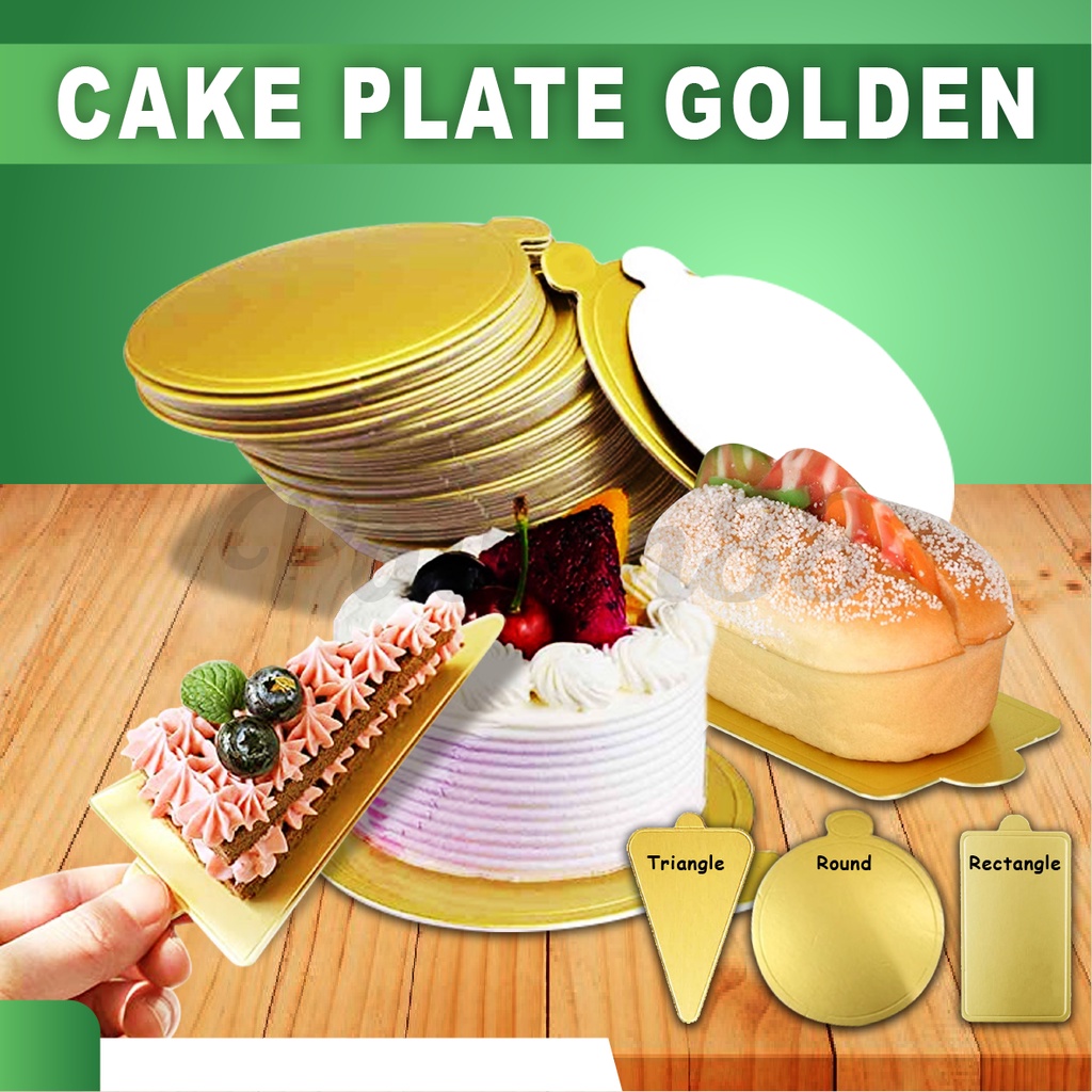 Jual Tatakan Alas Kue Cake Slice GOLD (Bulat, Persegi, Segitiga) - 25 ...