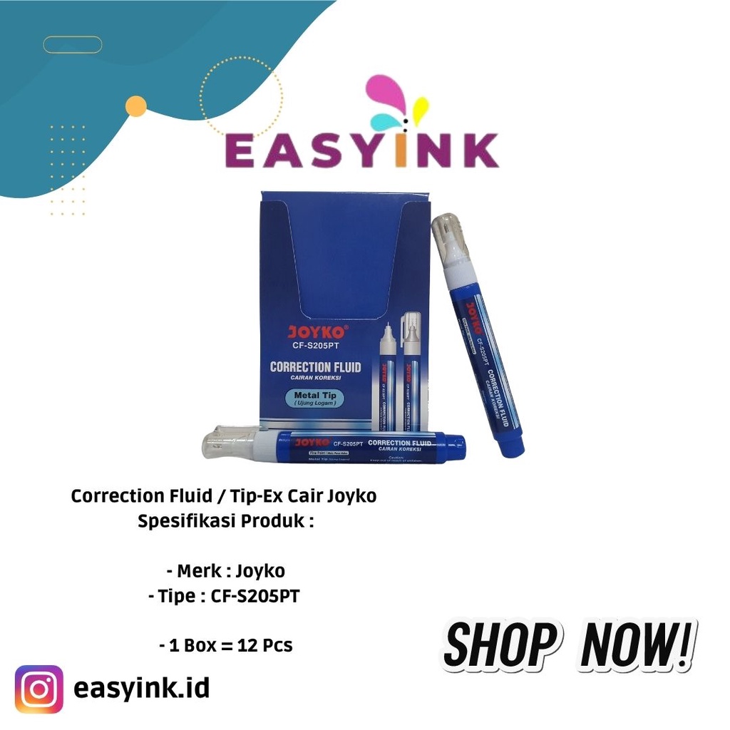 Jual Tip-Ex Cair / Tipe-X Cair / Correction Fluid Joyko CF-S205PT ...