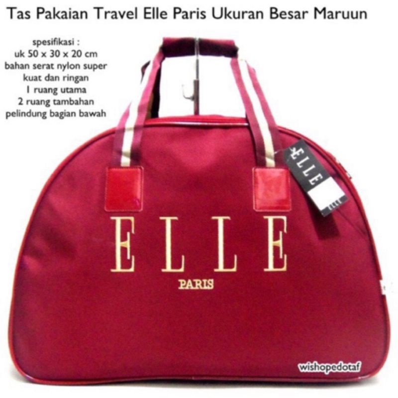 Jual Tas Travel Bag Tas Pakaian ELLLE JAMIN Kualitas Premium Tas Pulang ...