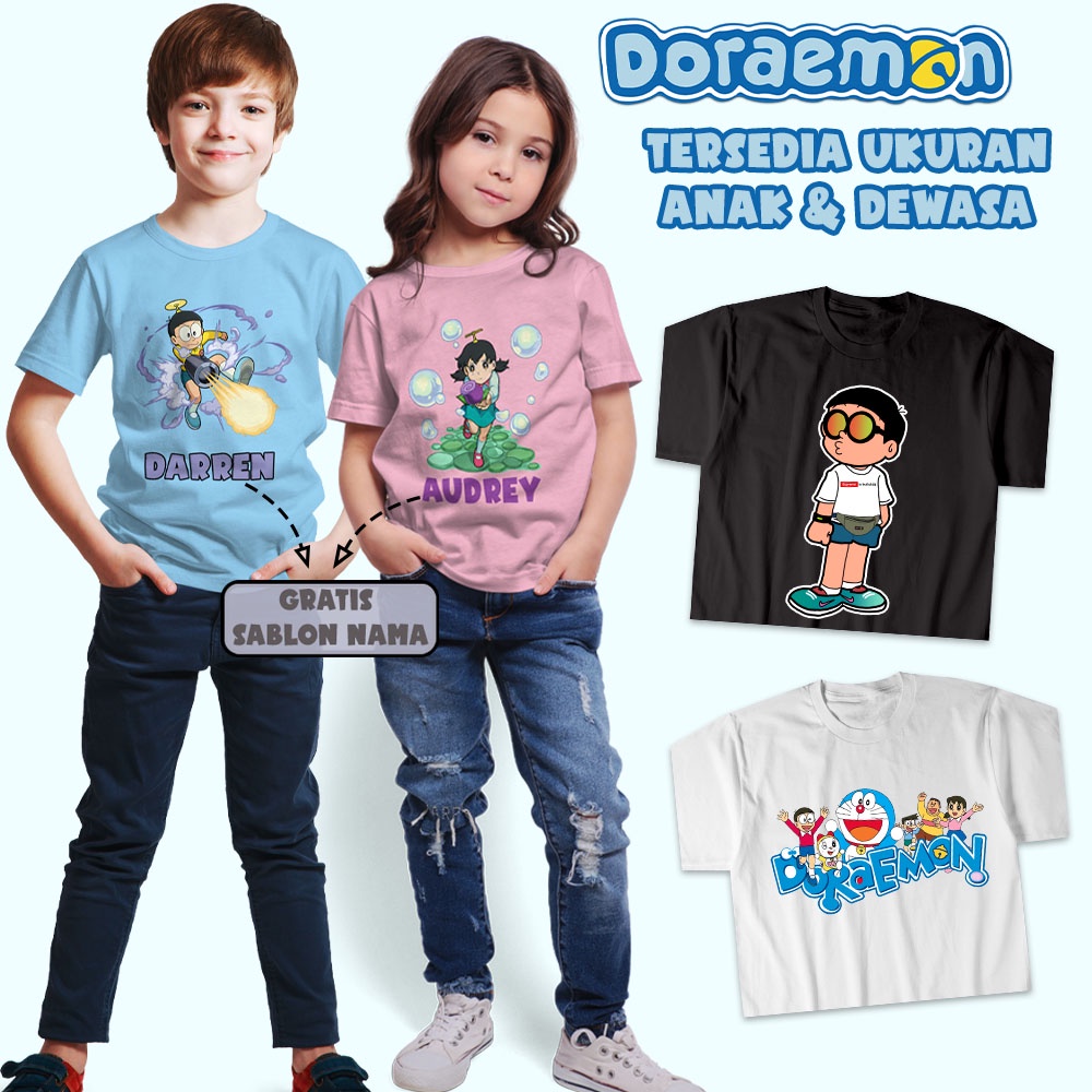 Jual BAJU COUPLE KELUARGA MOTIF DORAEMON / KAOS COUPLE KELUARGA ...