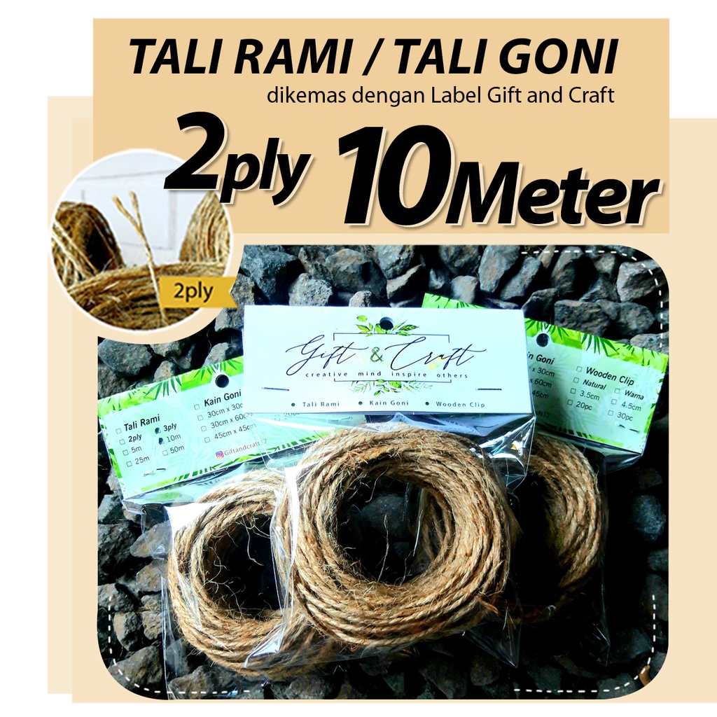 Jual Tali Goni Tali Rami 2ply 10m dengan kemasan Gift and Craft ...