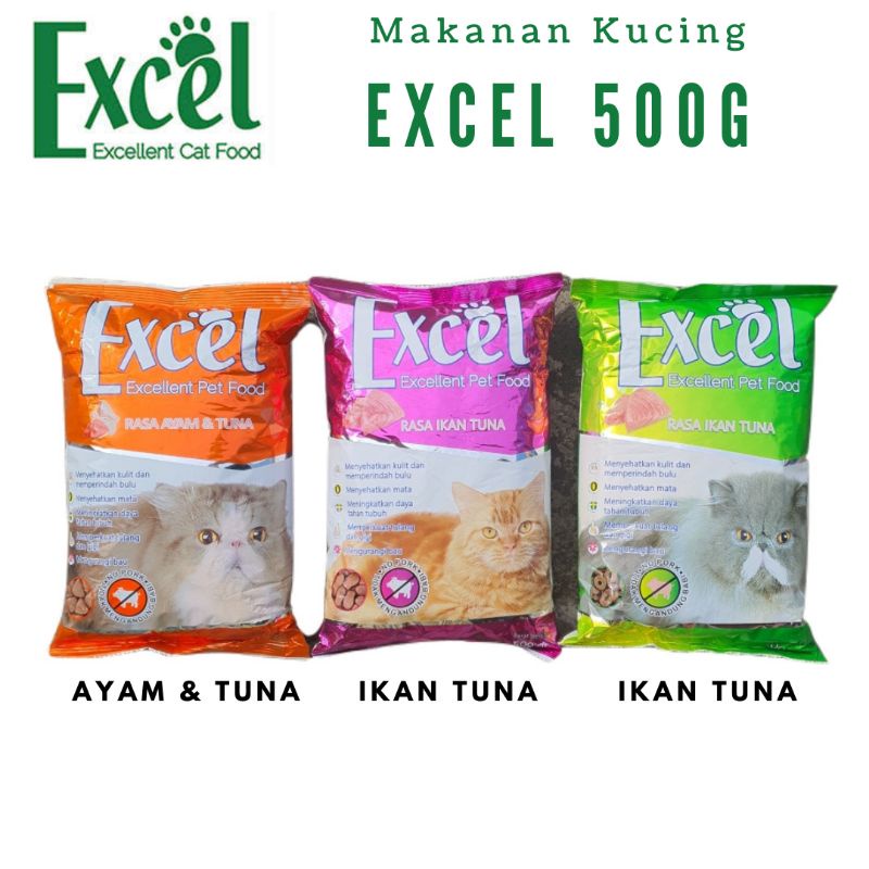 Jual MAKANAN KUCING KERING EXCEL 500 GRAM DRY FOOD KUCING MURAH NO PORK ...