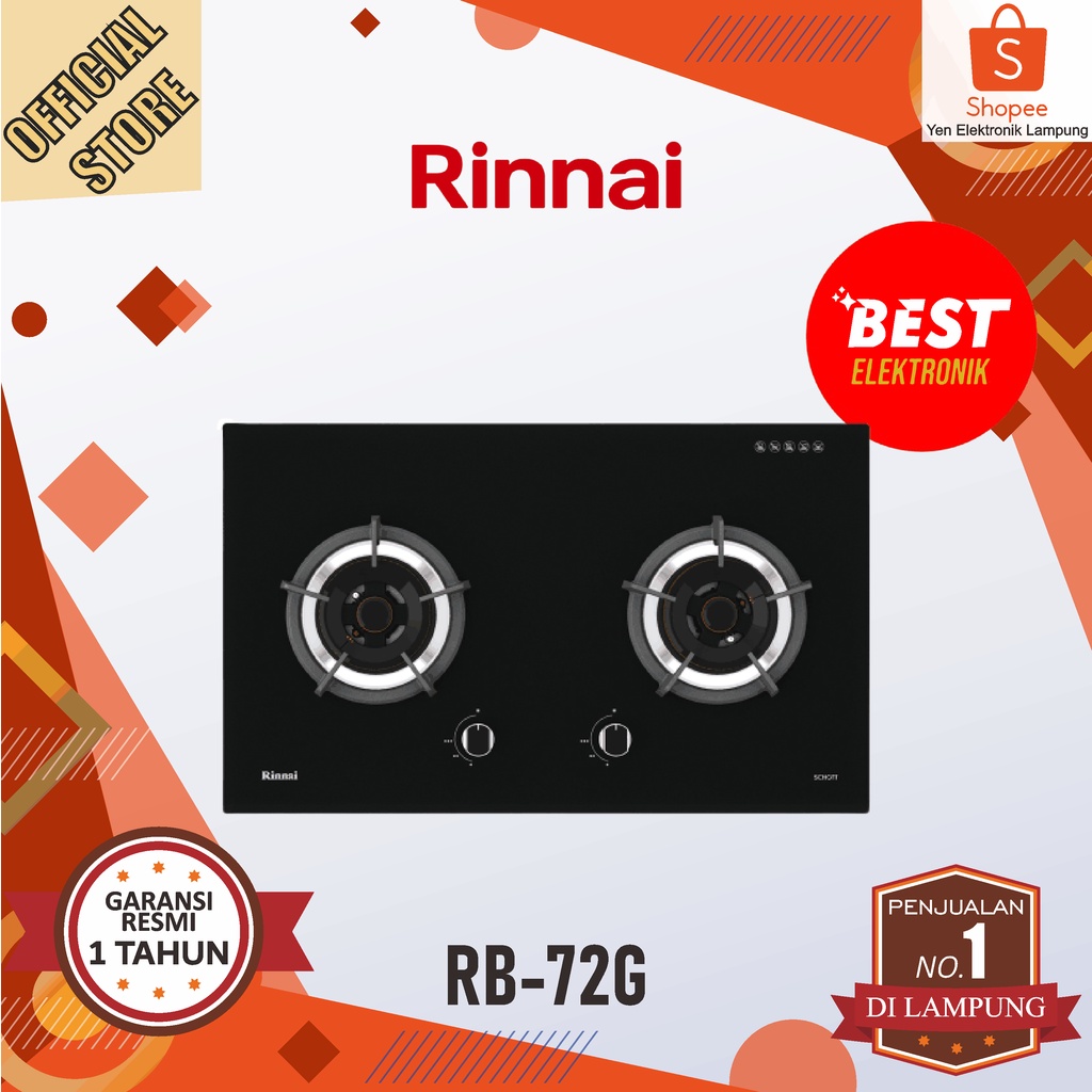 Jual Kompor Tanam RINNAI RB 72G Black 2 tungku 70cm Garansi Resmi RINNAI | Shopee Indonesia