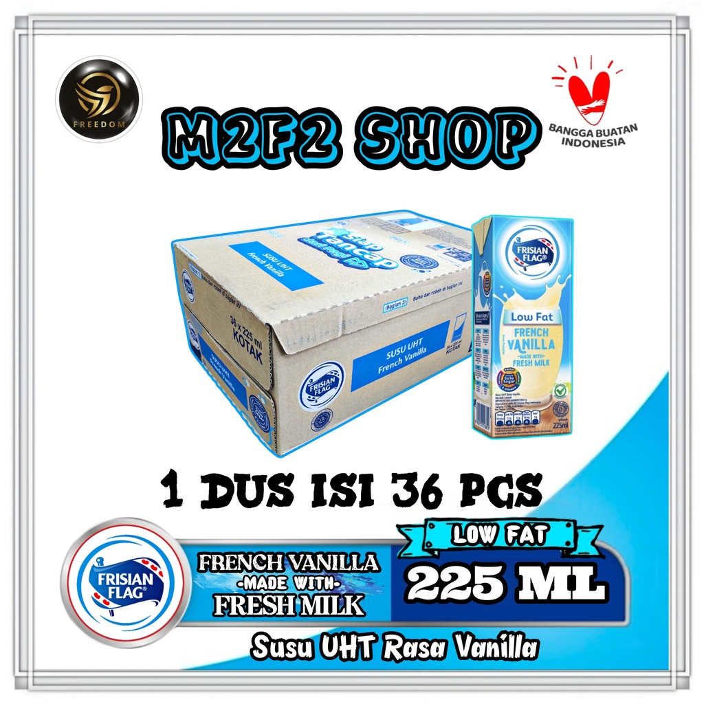 Jual Susu Bendera Frisian Flag Purefarm Low Fat French Vanilla | Vanila Kotak UHT - 225 ml ...