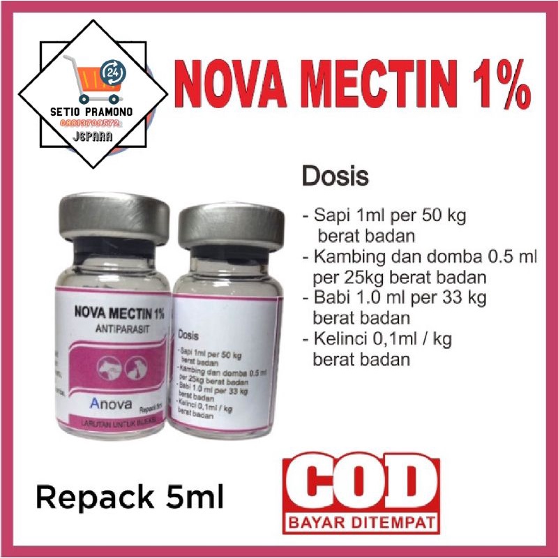 Jual nova mectin 5 ml obat scabies gudik kutu cacingan mirip wormcectin ...