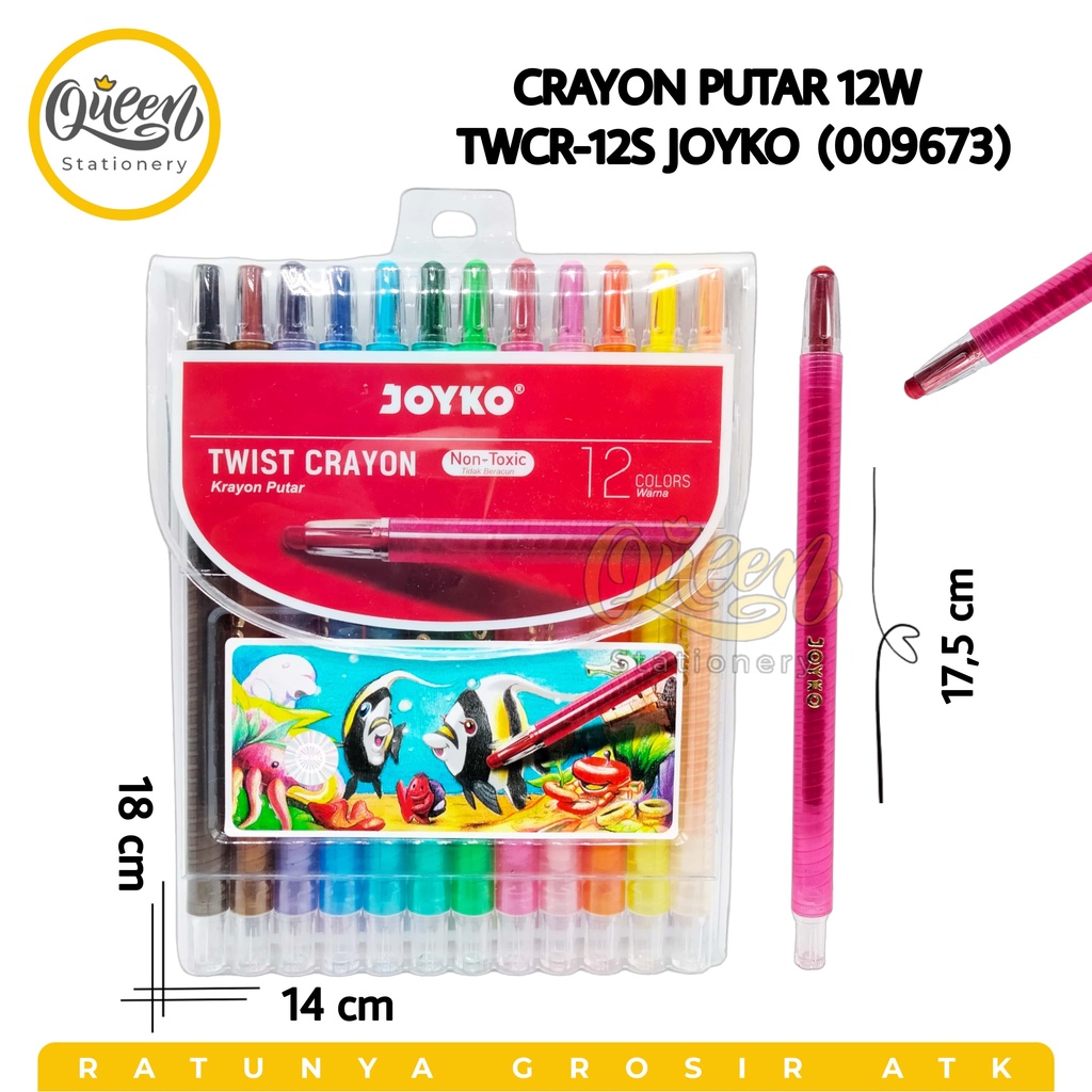 Jual 1 SET CRAYON PUTAR 12W TWCR-12S JOYKO KRAYON TWIST ALAT MEWARNAI ...