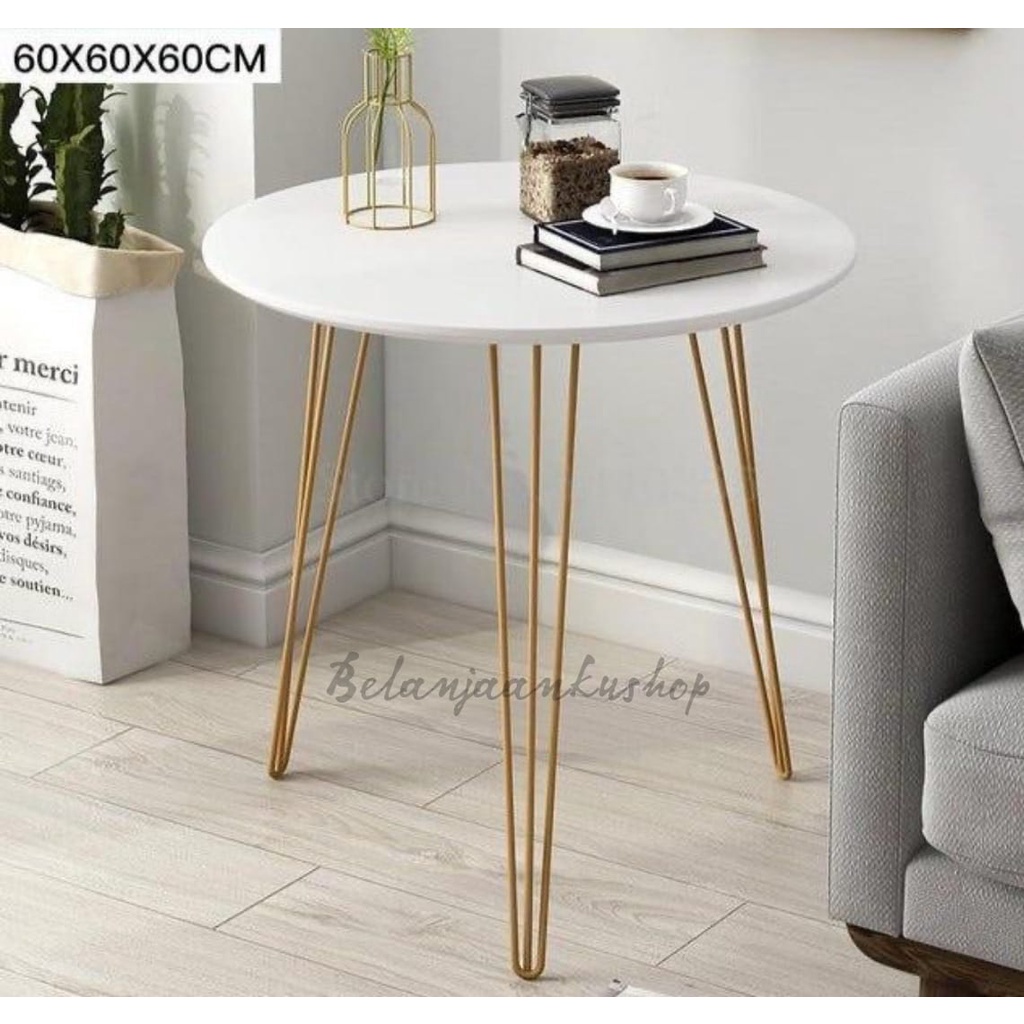 Jual Meja Bulat Gold / Teras Table Round Coffe Meja Sudut minimalis ...