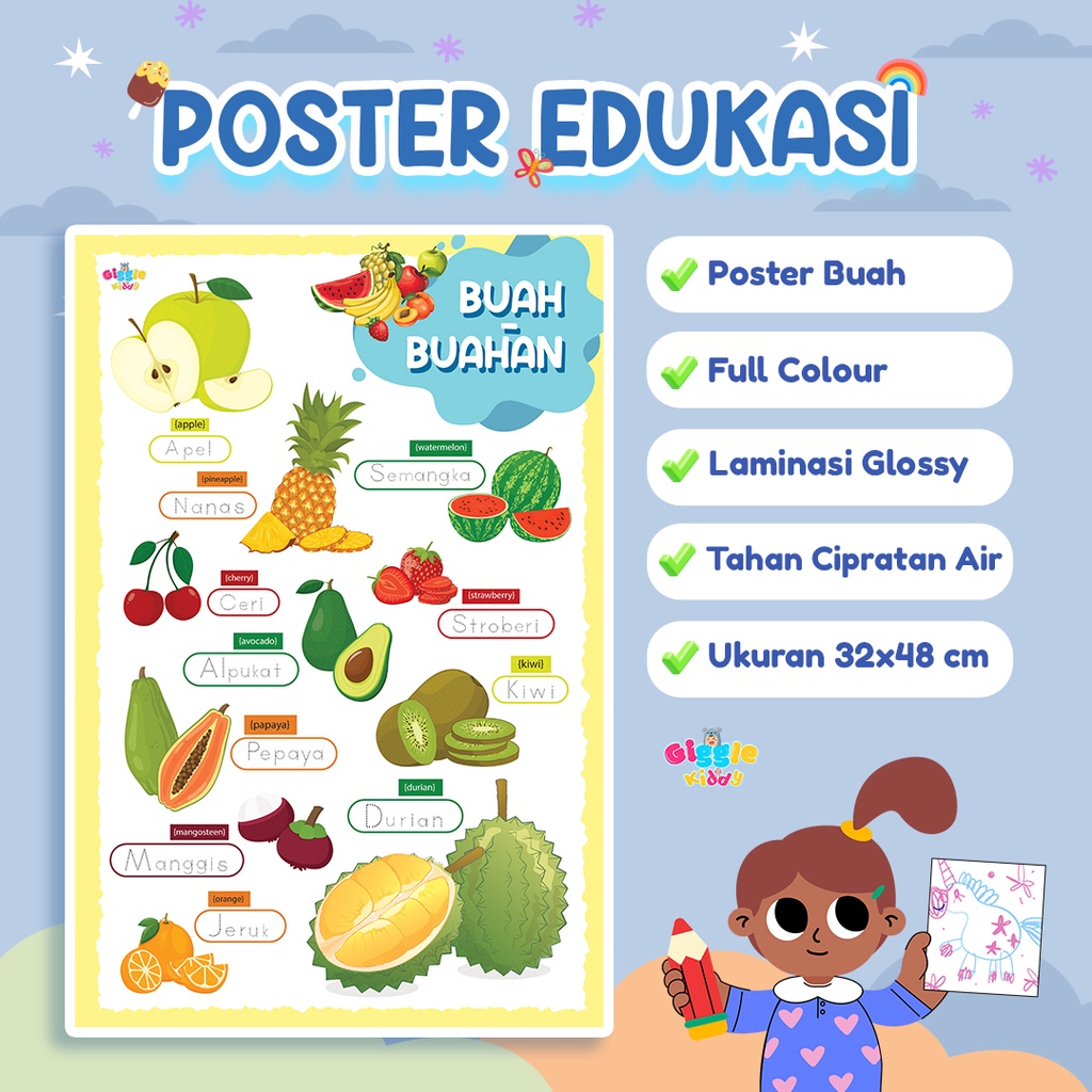Jual POSTER EDUKASI ANAK PREMIUM, Poster Belajar Balita Paud Tk Sd ...