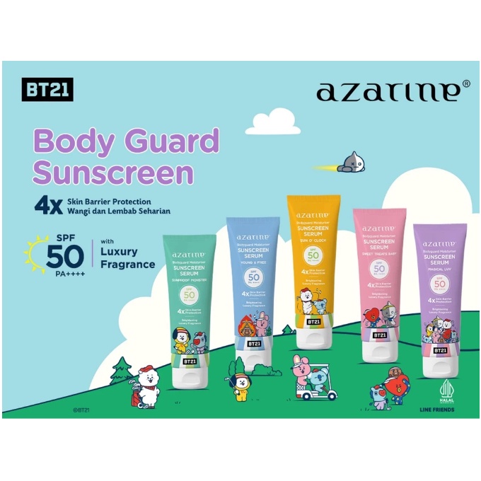 Jual AZARINE x BT21 BODY GUARD MOISTURIZER SUNSCREEN SERUM | Shopee ...