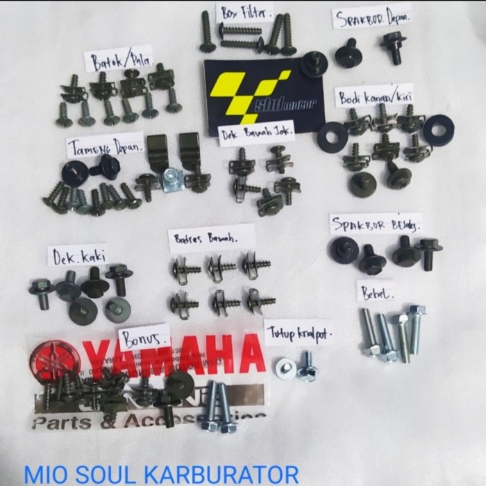 Jual baut full body Yamaha Mio soul/baut lengkap body Mio soul karbu ...