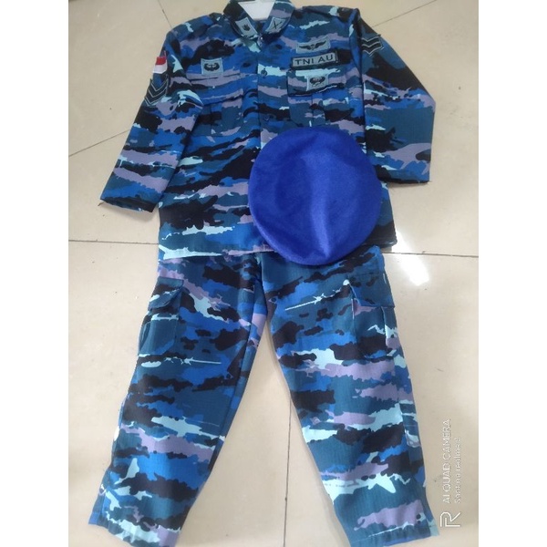 Jual kostum profesi angkatan udara tentara doreng biru ukuran anak ...
