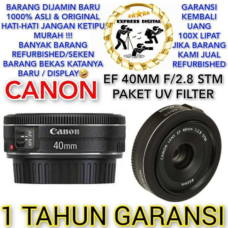 Jual CANON EF 40MM F2.8 STM BLACK / LENSA FULL FRAME | Shopee Indonesia