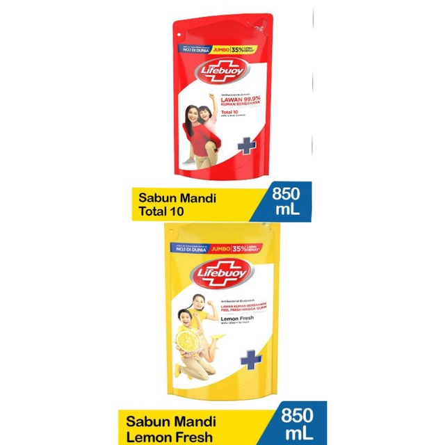 Jual JUMBO LIFEBUOY SABUN MANDI CAIR TOTAL merah /LEMON /BIRU 825mL 35% ...