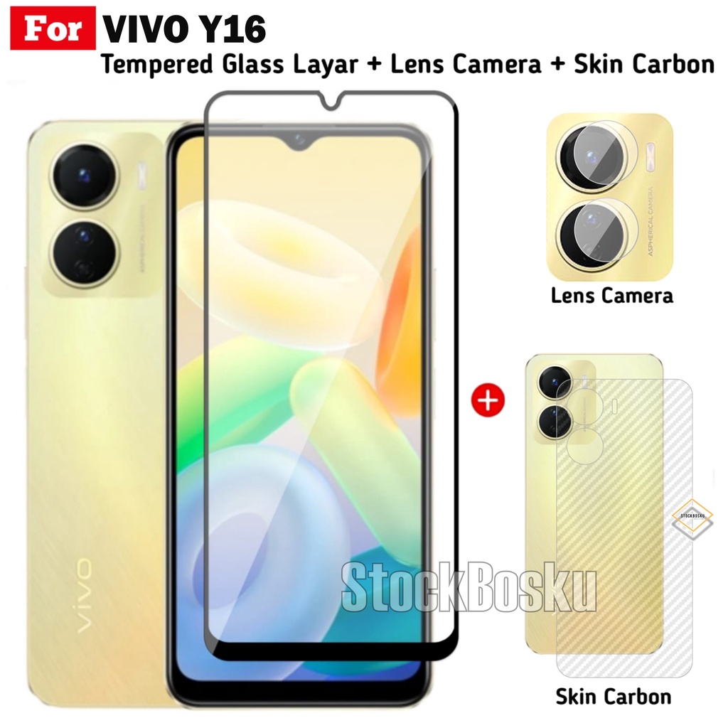 Jual Paket 3in1 Tempered Glass Vivo Y16 Layar Full Free Lens Camera Dan ...