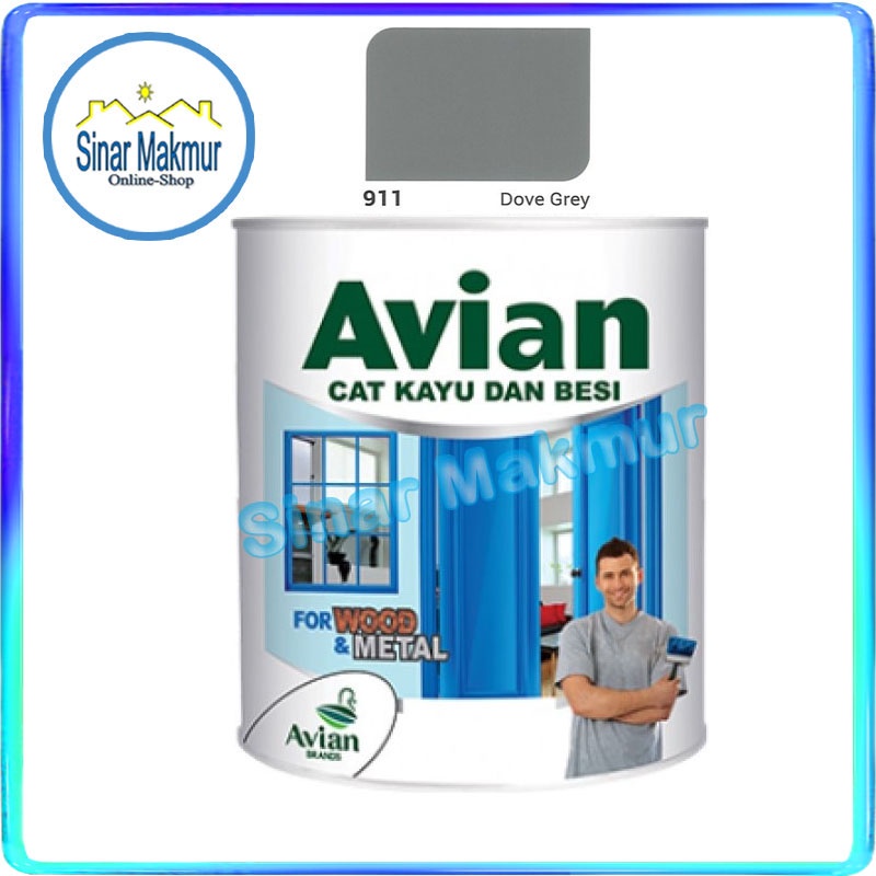 Jual Cat Kayu Besi 1 KG 0,9 Liter 911 Dove Grey (AVIAN) | Shopee Indonesia