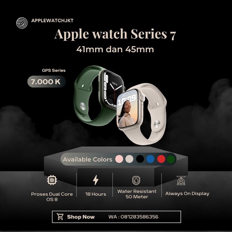 Jual Apple watch iwatch series 7 41/45mm Green Red Midnight Starlight ...