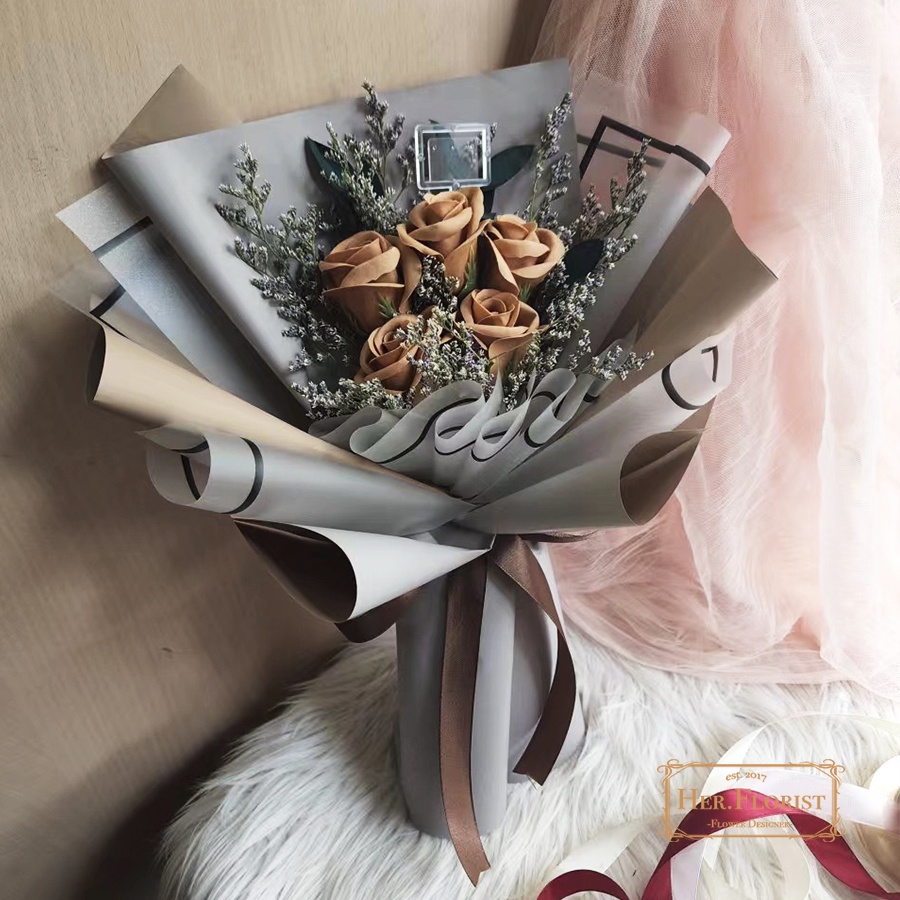Jual HER.FLORIST [ORI] 5PCS Soap and Dried Flowers Bouquet / Buket ...
