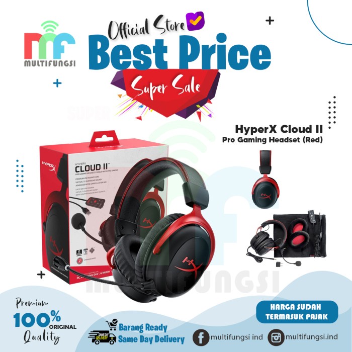 Jual HYPERX CLOUD II - PRO GAMING HEADSET (RED) | Shopee Indonesia
