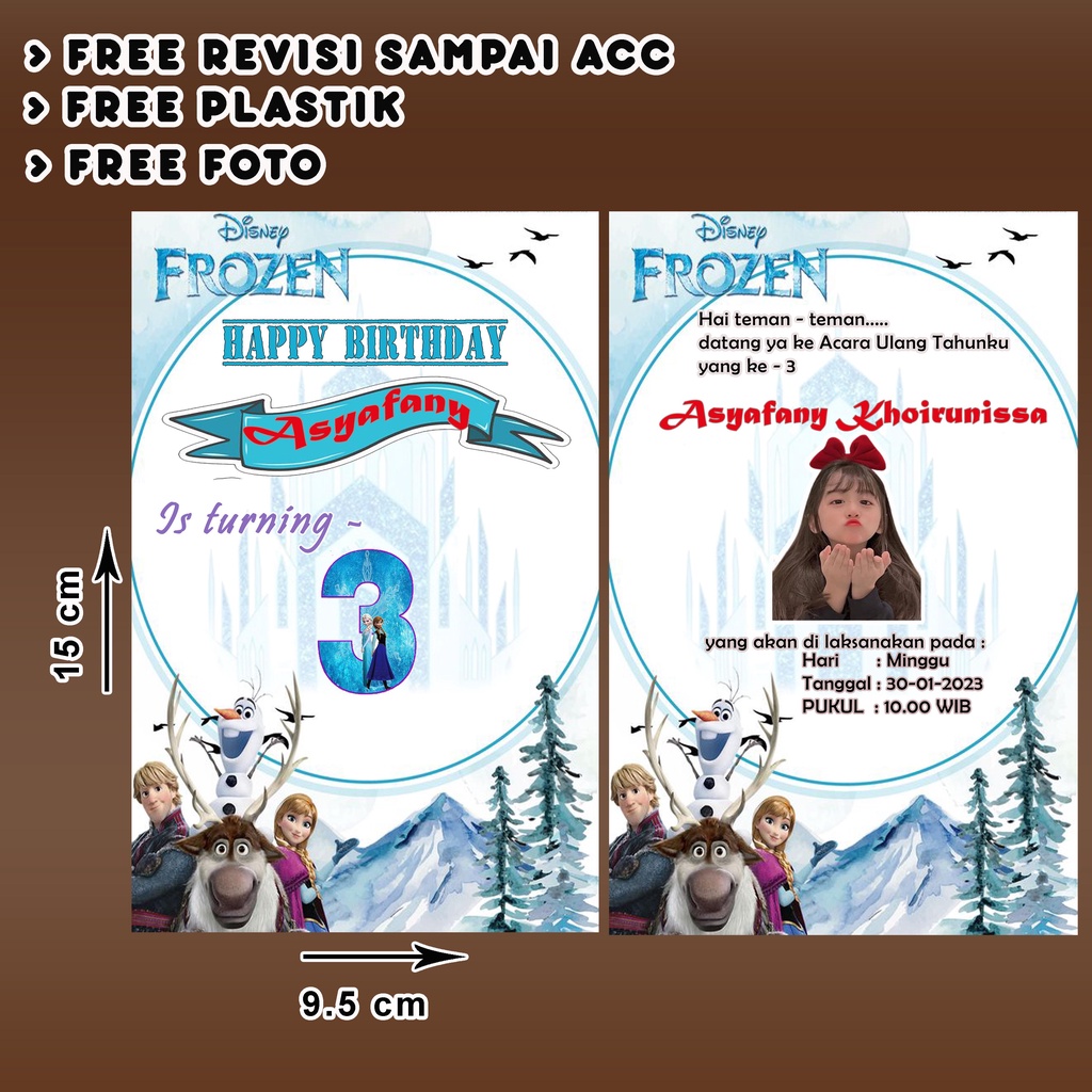 Jual KARTU UNDANGAN ULTAH ULANGTAHUN KARAKTER FROZEN | Shopee Indonesia