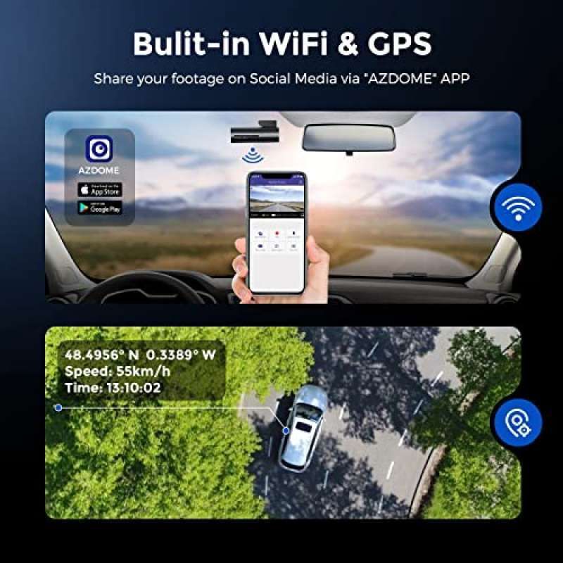 Jual Azdome M300s 4K Dual Camera WiFi GPS M300 Dashcam Kamera Mobil ...