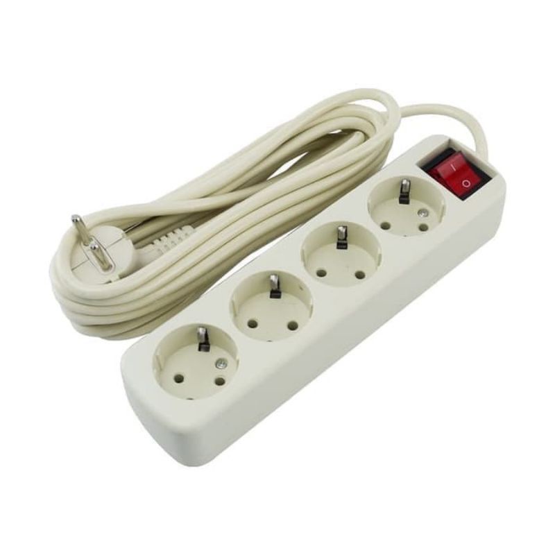 Jual Terminal listrik colokan listrik Stop Kontak 4 Lubang + Panjang 5 Meter Colokan Cok Kabel ...