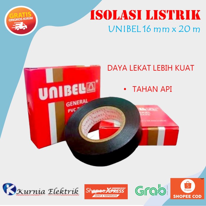 Jual Solasi Isolasi Kabel Listrik Unibell Warna Hitam 20 Meter | Shopee ...