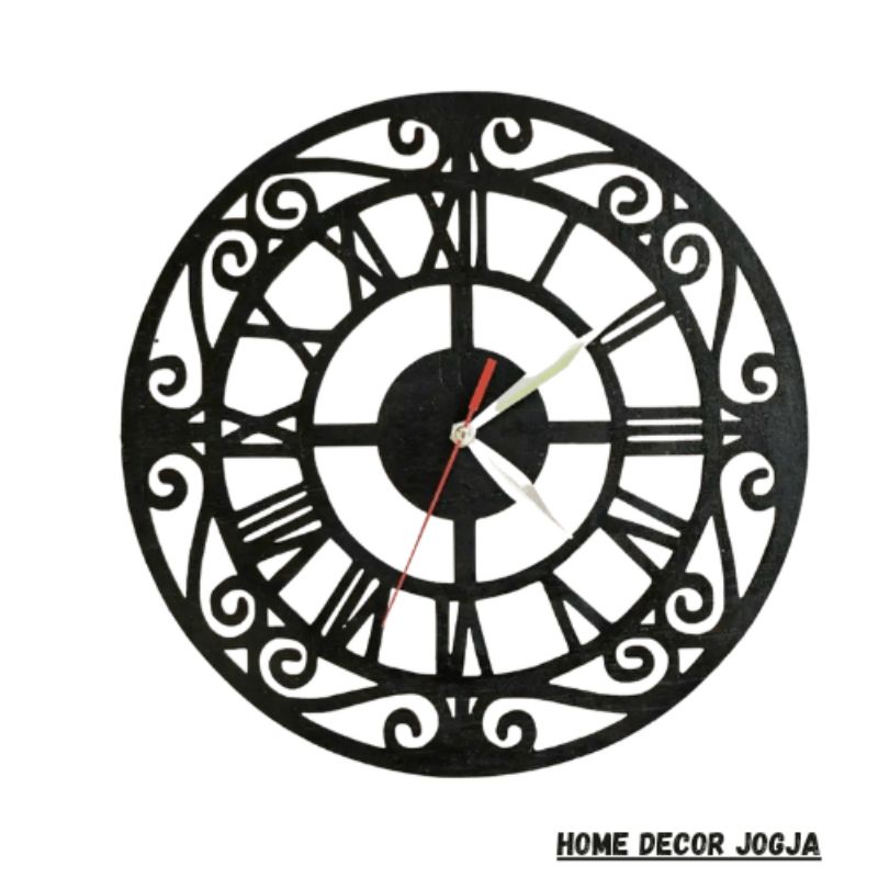 Jual Jam Dinding Kayu Motif Romawi Angka Burung Ukir Unik Hiasan ...