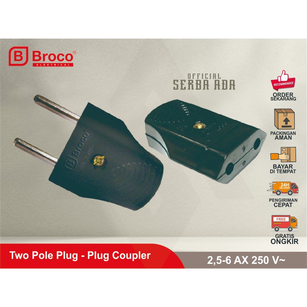 Jual Colokan Male - Female Steker Kontra Two Pole Plug - Plug Coupler ...