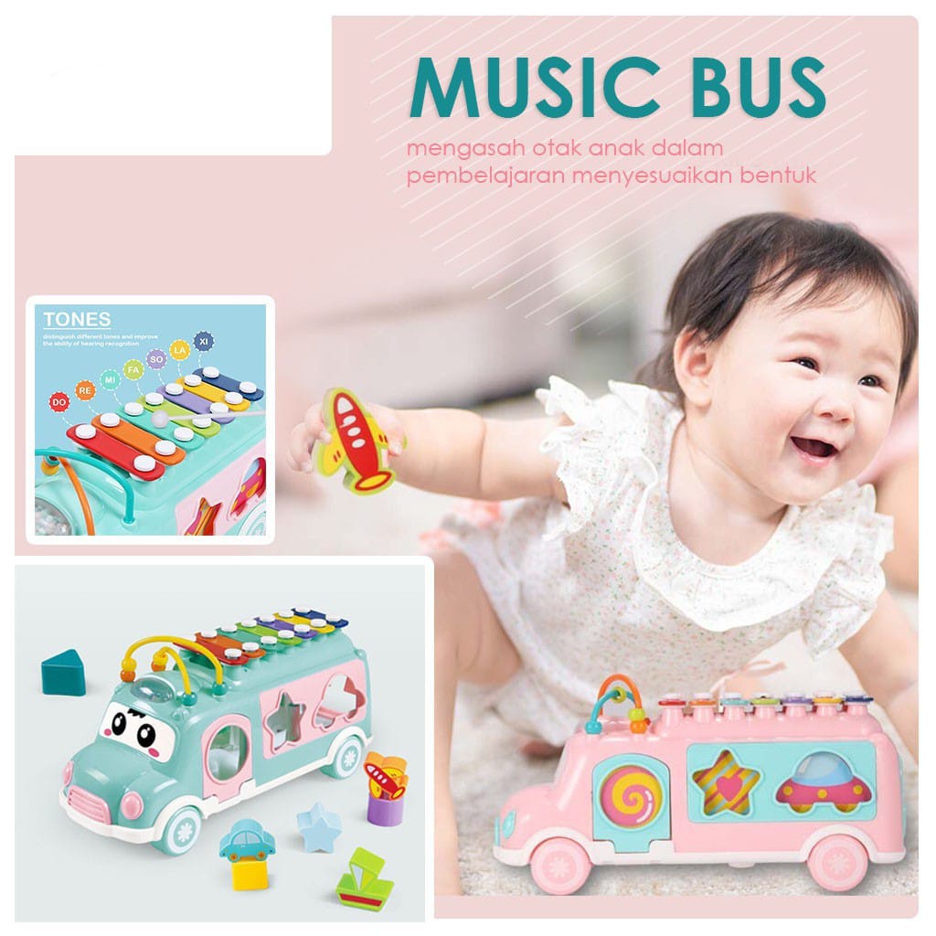 Jual PROMO COD MAINAN EDUKASI ANAK HAPPY BUS XYLOPHONE PUZZLE MUSIK YE ...