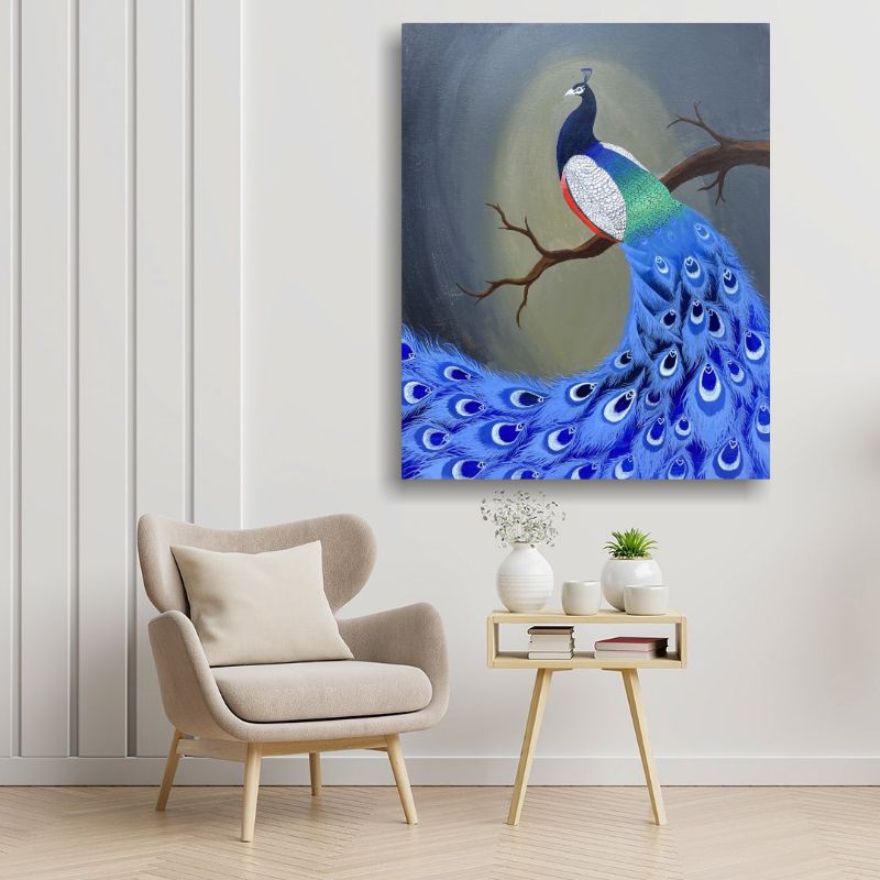Jual Lukisan Dinding Burung Merak Biru Besar Blue Peacock Painting ...