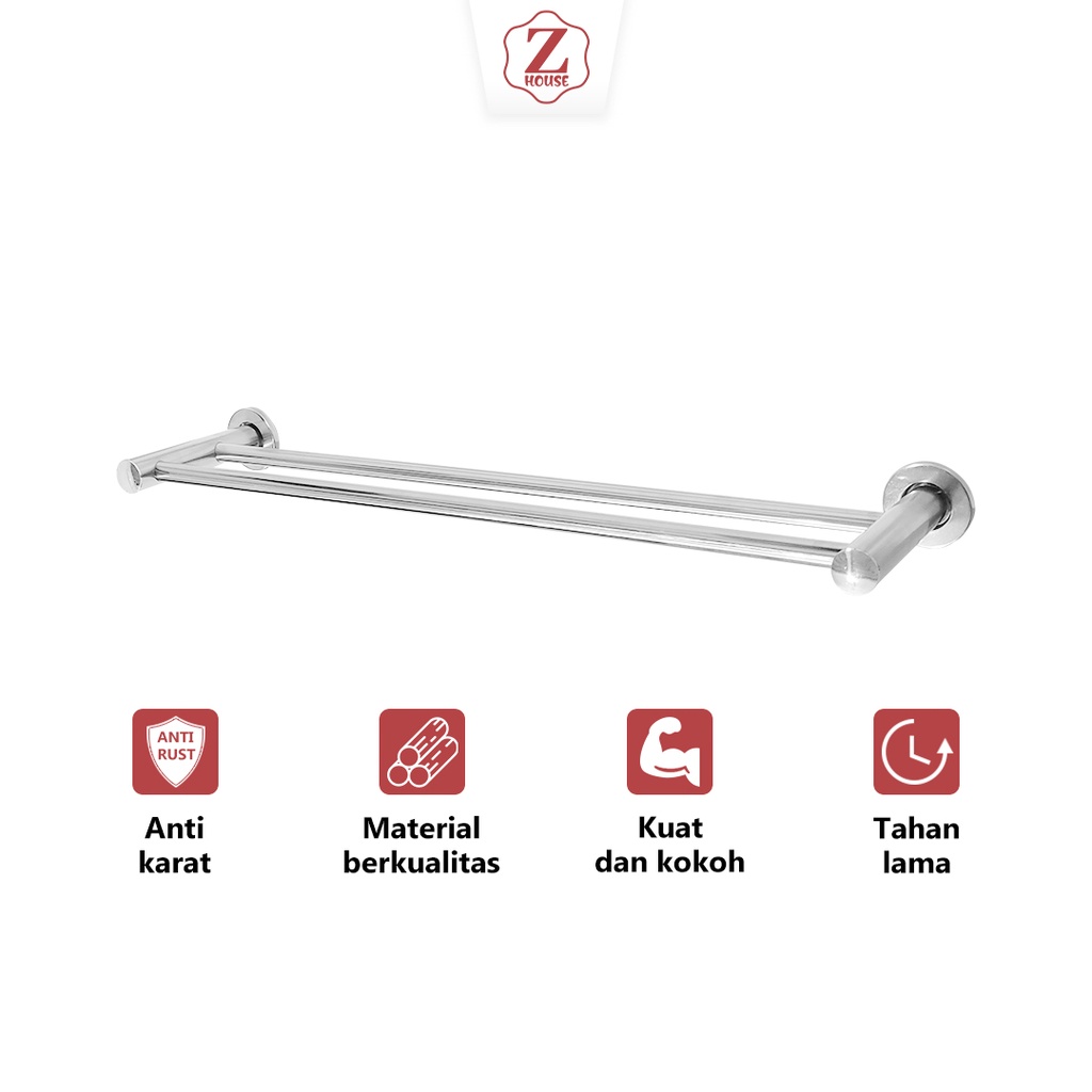 Jual PROMO RAK HANDUK 60/70CM 2 BARIS GANTUNGAN HANDUK JEMURAN HANDUK ...