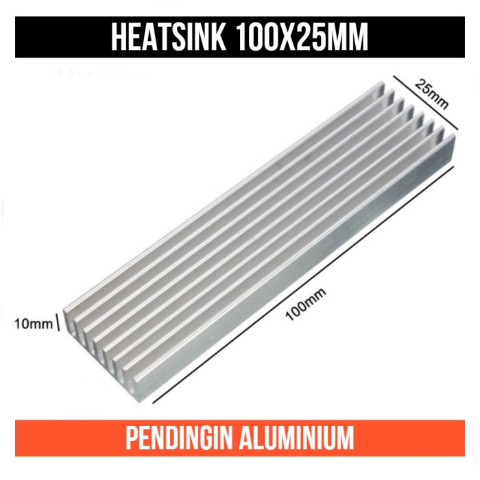 Jual Aluminium Heatsink 100x25 mm 10x2.5 cm Heat Sink Cool Pendingin 10 ...
