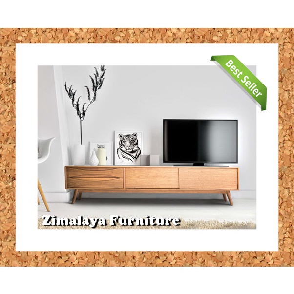 Jual Meja TV Jati Model Minimalis 2 Laci 2 Pintu Sliding MURAH | Shopee ...