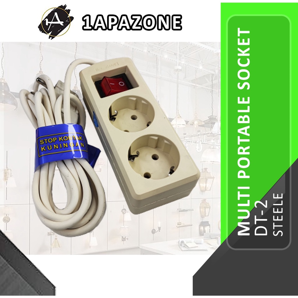 Jual MULTI SOCKET PORTABLE 2 LUBANG PANJANG KABEL 3M DT-2 KAWACHI ...