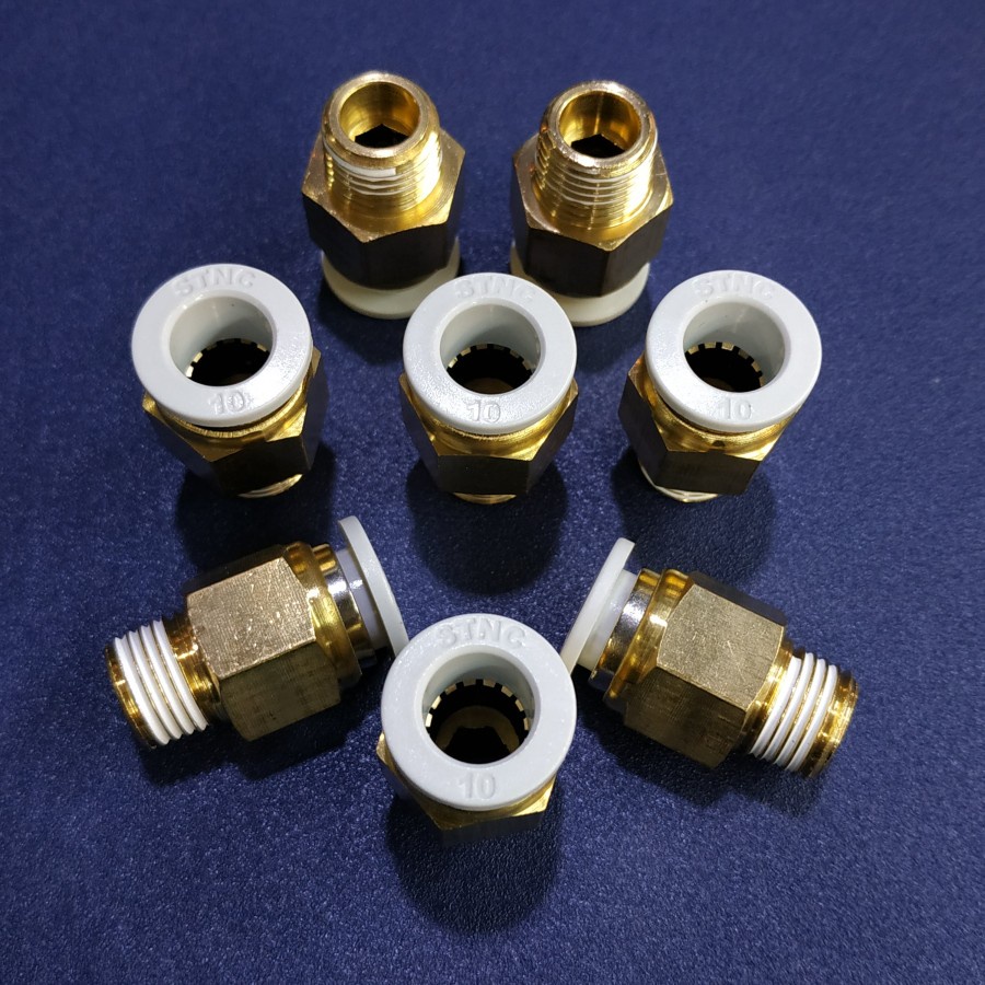 Jual PC 8 x 1/2" Fitting Tube Pu Nepel Conector Angin STNC / Fitting ...