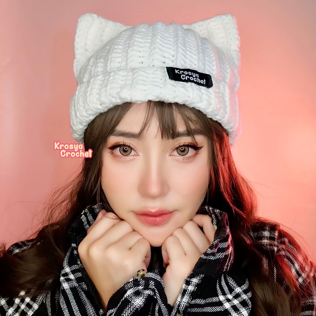 Jual Cat Beanie Topi Rajut Kuping Kucing Pin Krosya Crochet Kupluk ...