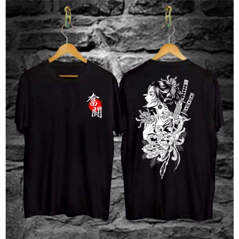 Jual Kaos Distro Geisha Samurai Unisex Keren - Tshirt Model Naga Putih ...